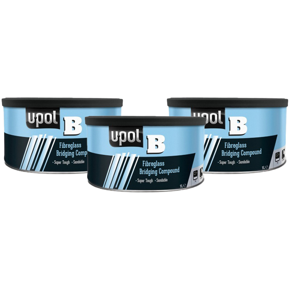 U-POL 'B' Fibre Glass Repair Paste 1.85 Litre x 3 - Trade Car Paints ...