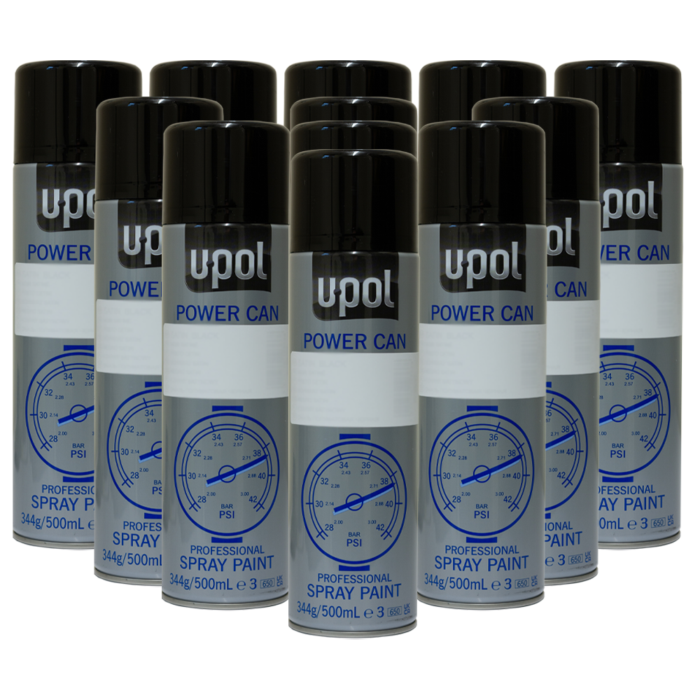 U-POL Black Gloss 500ml Aerosol x 12 - Trade Car Paints | Bulk Prices